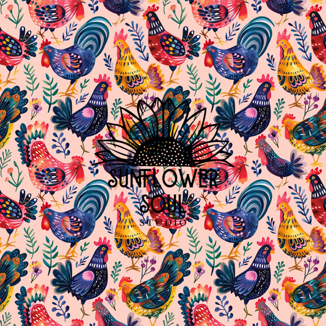 Boho Farmhouse Creatures Seamless Design | Sweet Chickens and Hens ...