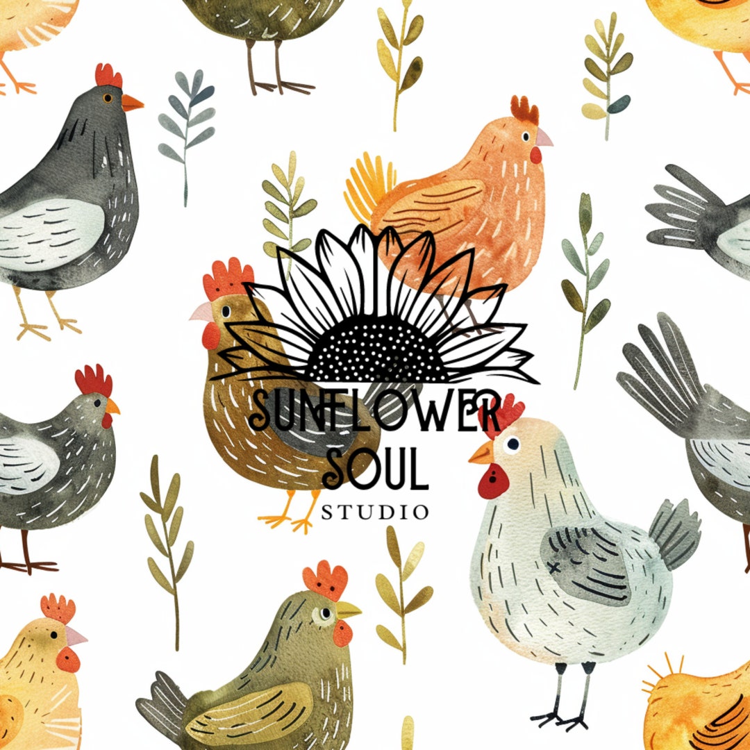 Seamless Repeat Pattern Cute Chickens Digital Paper Scrapbook Children ...