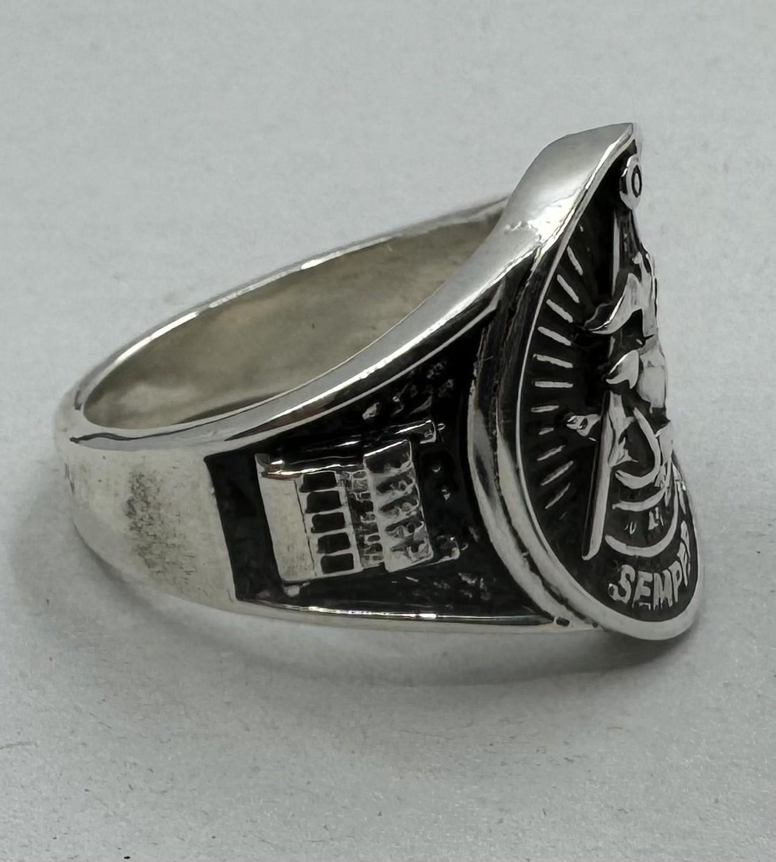 Masonic Marine Past Master Sterling Ring With Tun Tavern and Devil Dog ...