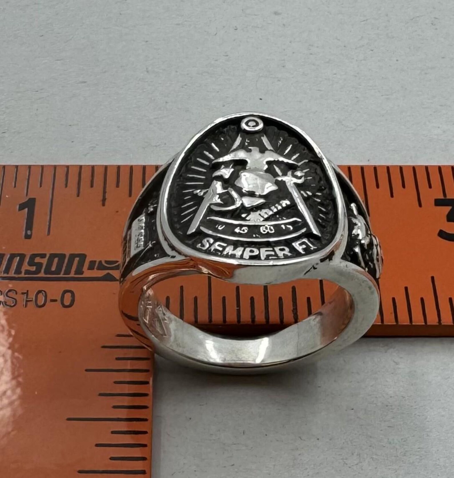 Masonic Marine Past Master Sterling Ring With Tun Tavern and Devil Dog ...