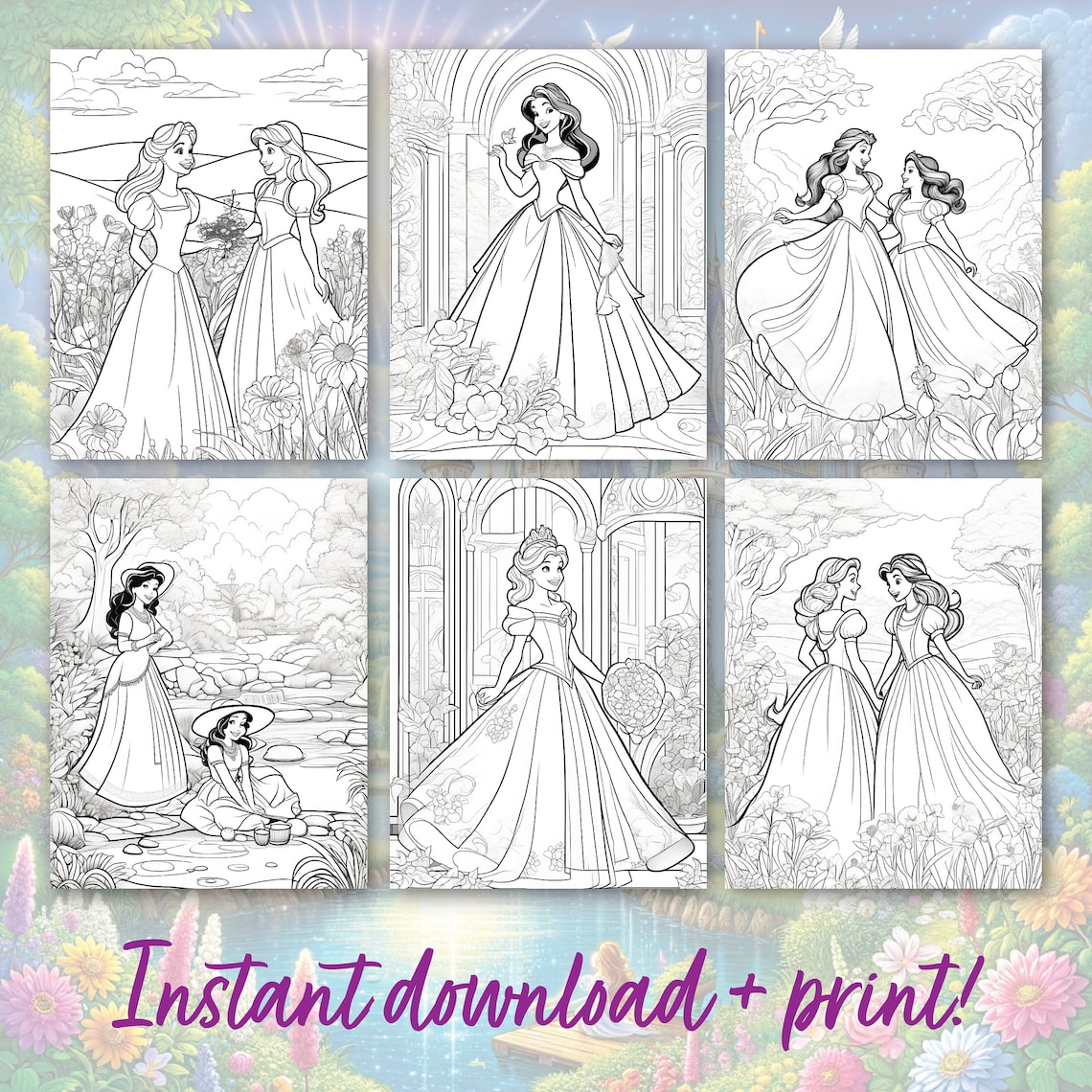 Princess Coloring Book, Princess Coloring Pages, Childrens Coloring ...
