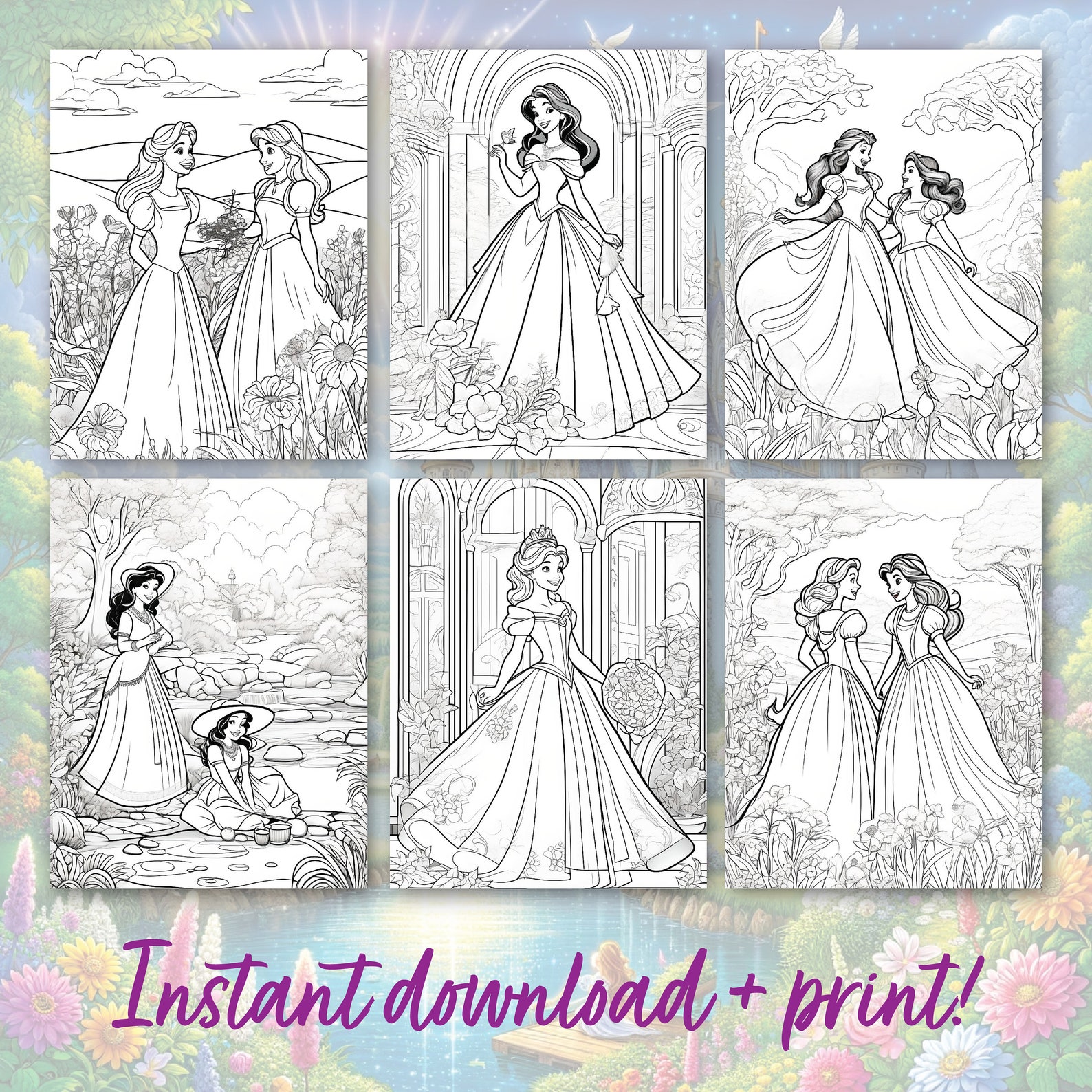 Princess Coloring Book, Princess Coloring Pages, Childrens Coloring ...
