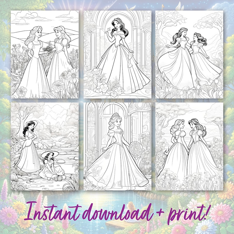 Princess Coloring Book, Princess Coloring Pages, Childrens Coloring ...