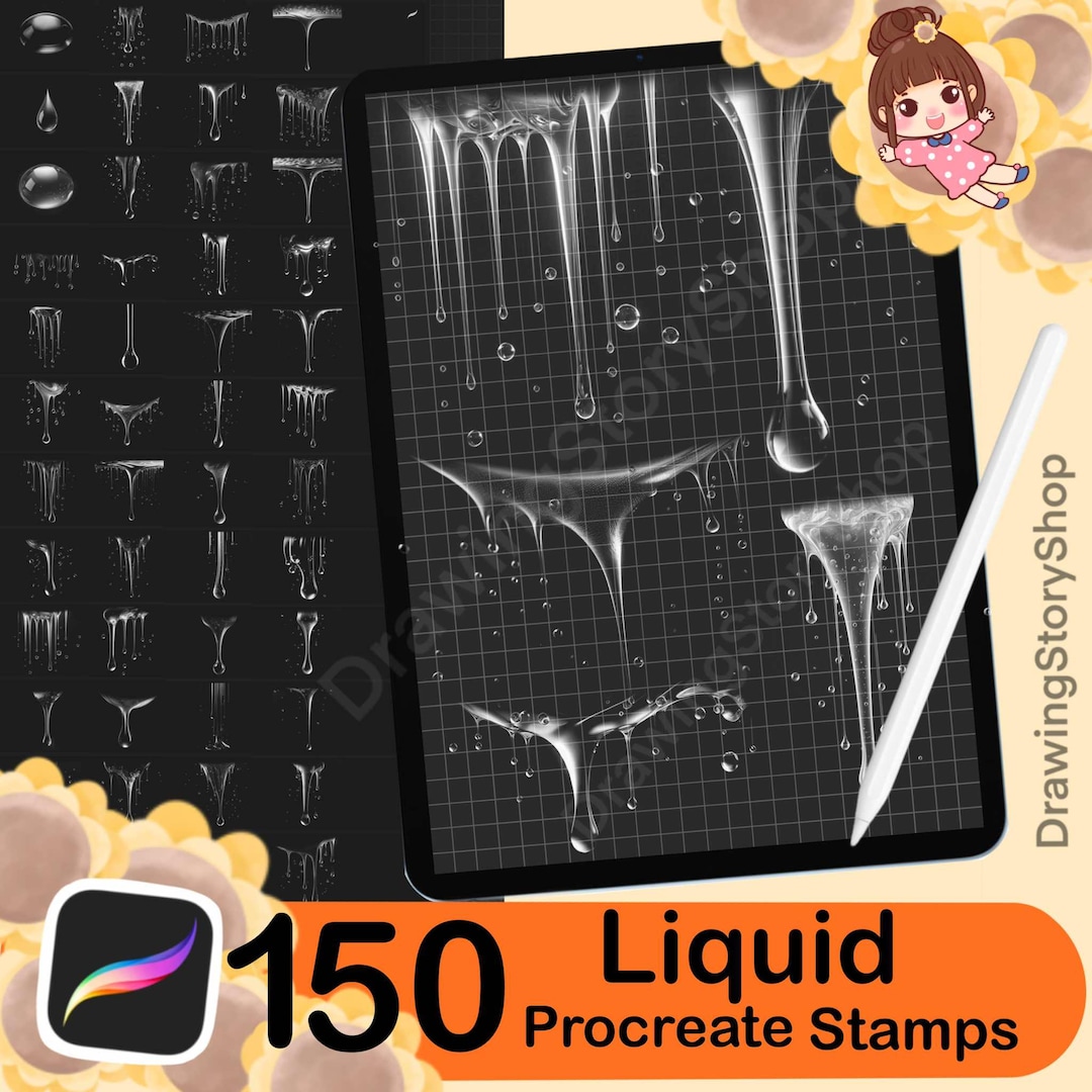 150 Procreate Liquid Stamps,milk Liquid Stamps ,milk Brushes, Liquid ...