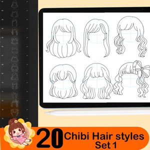 500+ Procreate Chibi Stamp Brushes, Chibi Body Guides,hair Stamps ...