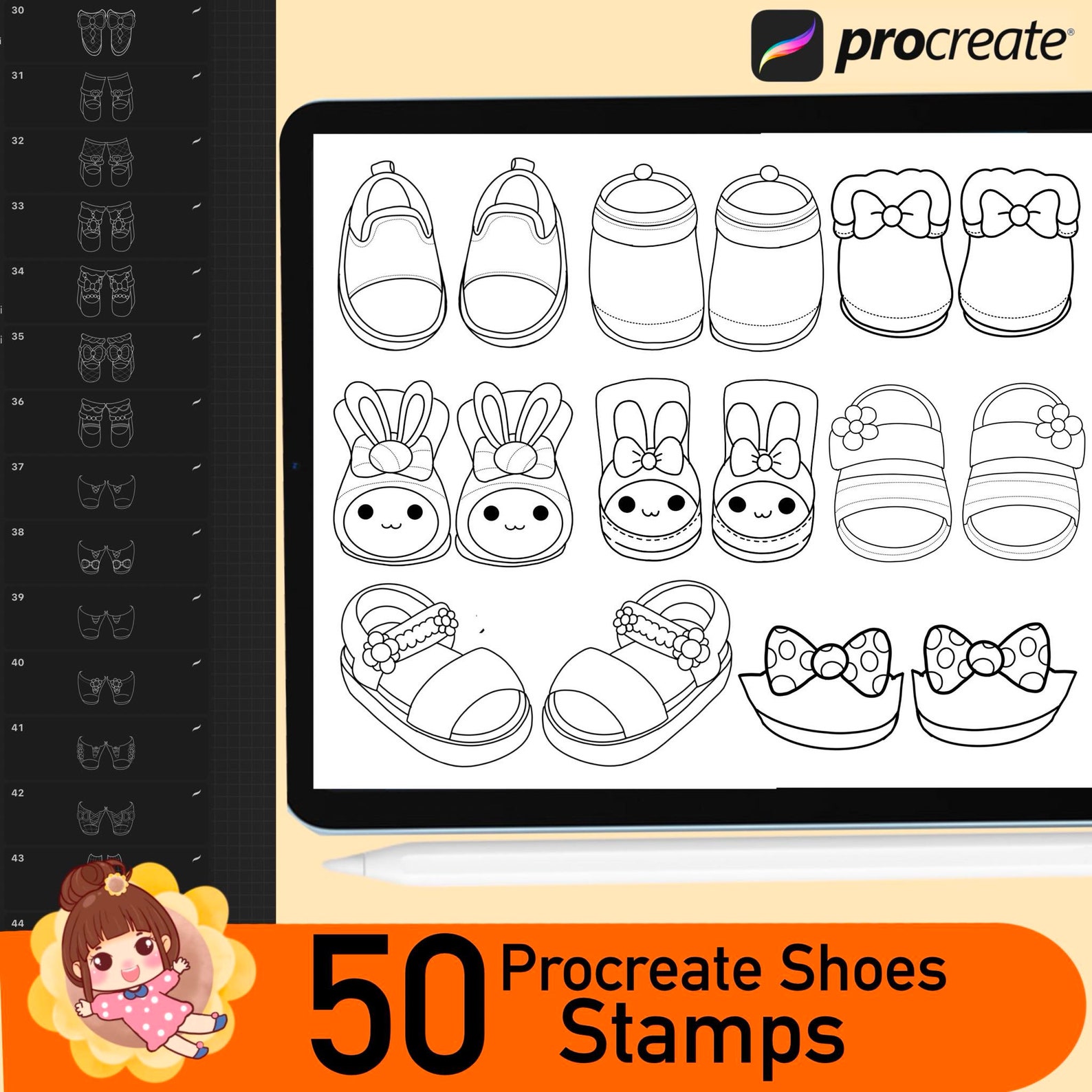 50 Procreate Shoes Stamps Brushes, Chibi Shoes Clothes, Sport Shoes ...