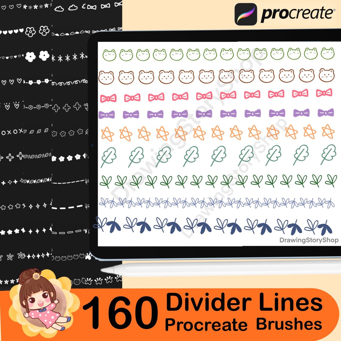 160 Boho Border & Divider Lines Procreate Brush Set - Etsy
