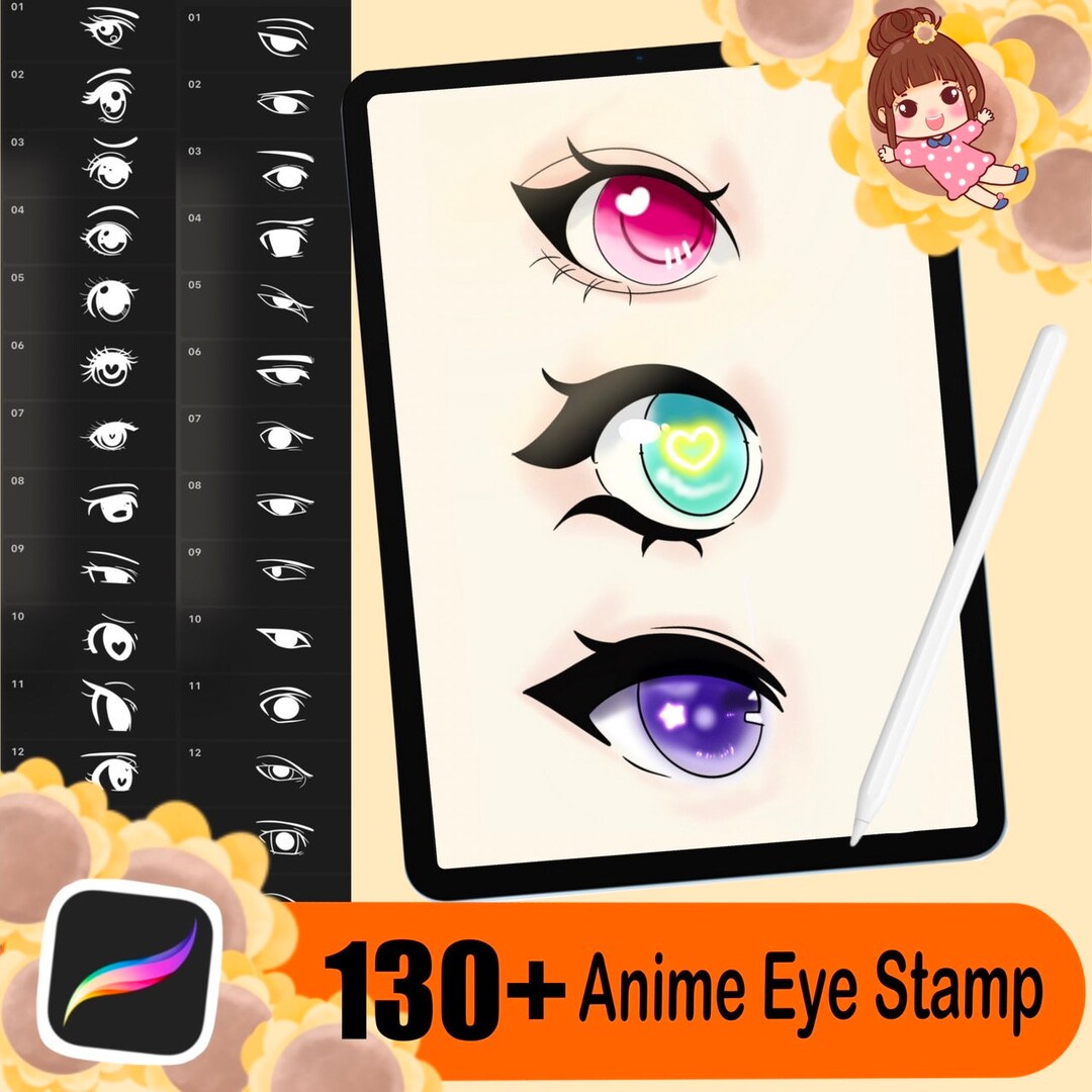 130+ Procreate Anime Eye Stamps, Procreate Chibi Stamps, Procreate ...