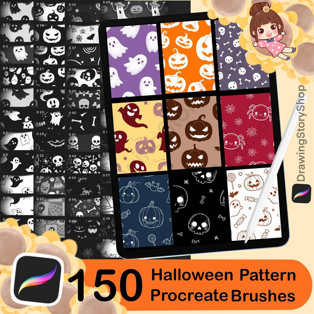 150 Procreate Halloween Pattern Brush Bundle – Cute & Spooky ...