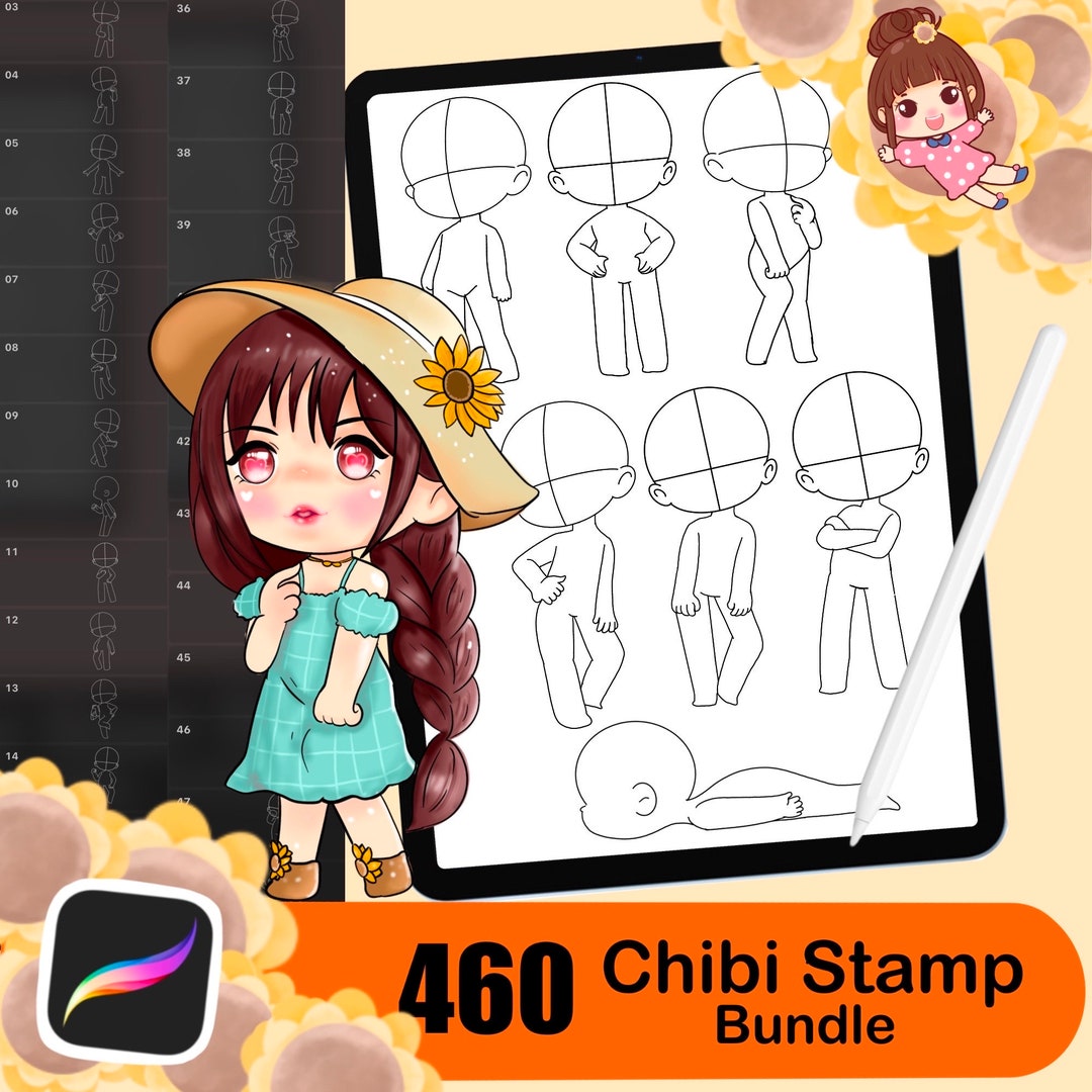 460 Procreate Chibi Stamp Brushes, Procreate Brushes Anime, Manga ...
