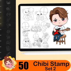 500+ Chibi Stamp Brushes, Chibi Body Guide, Chibi Eye Stamp, Chibi Hair ...