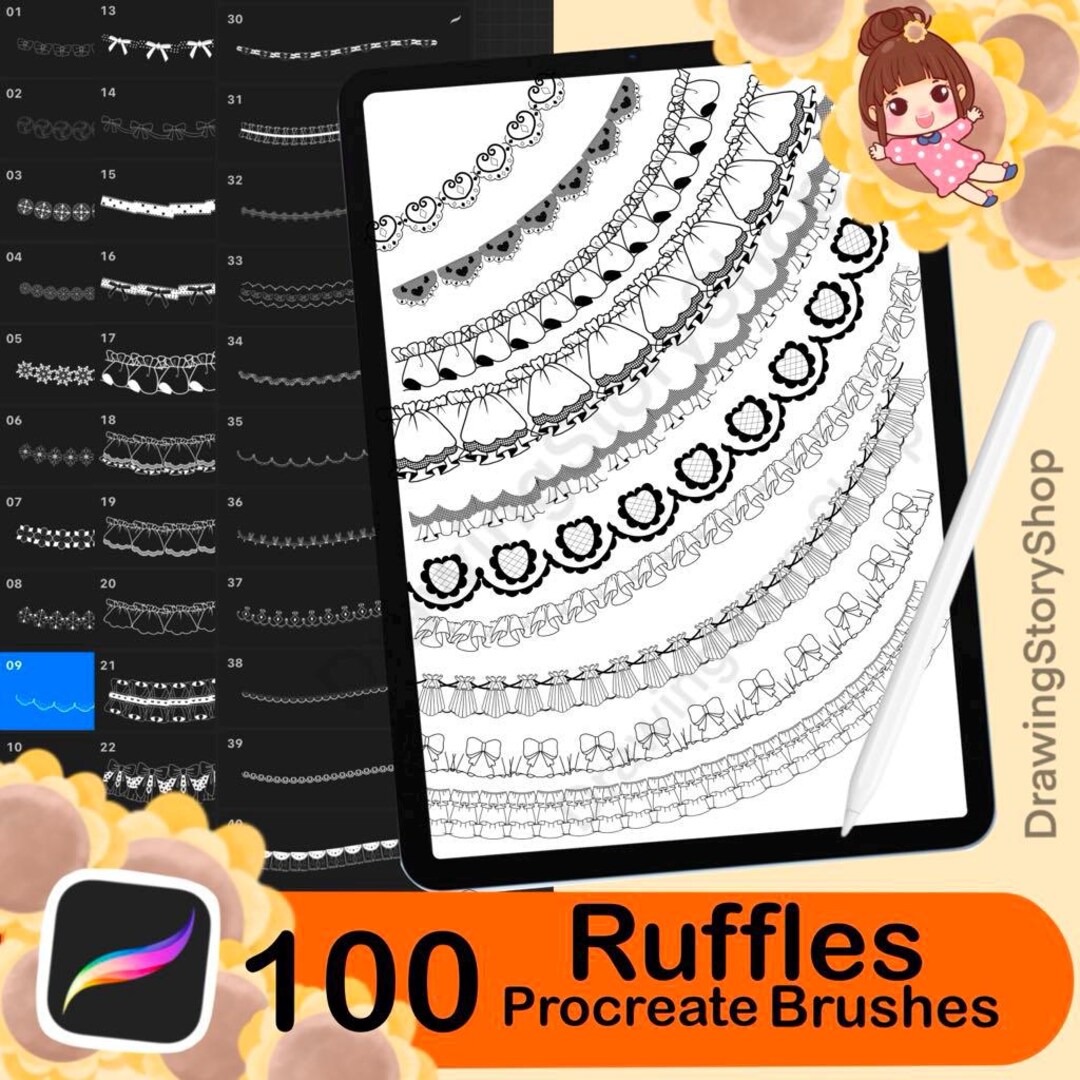 100 Procreate Ruffles Brushes, Procreate Folds Brushes, Procreate ...