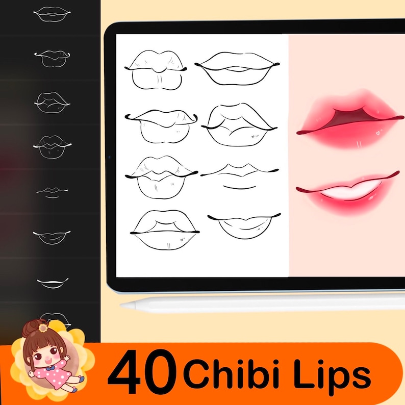 40 Procreate Mouth Stamps ,anime Mouth,cartoon Lips , Manga Stamp ...