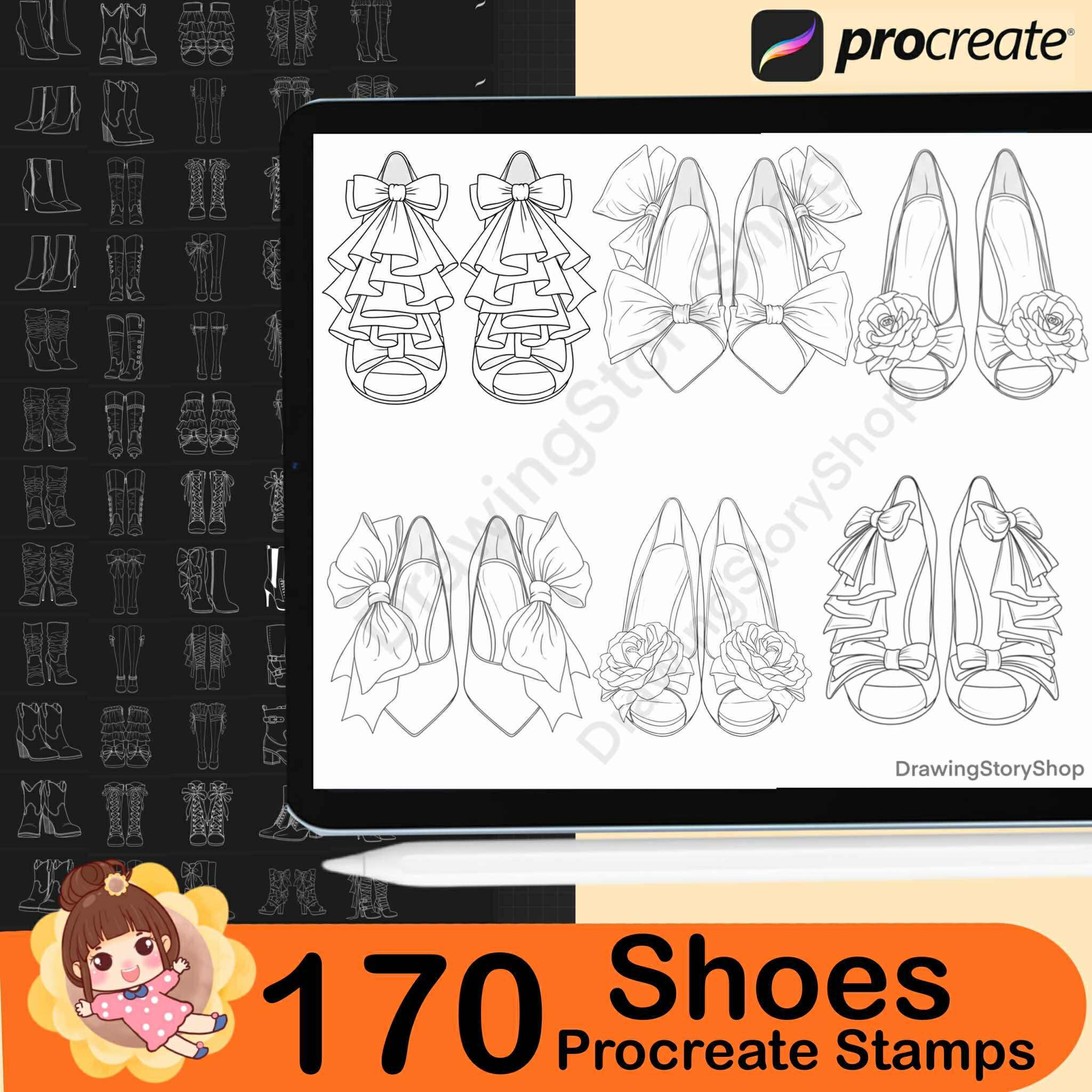 170 Procreate Stamps Shoes, Procreate Brushes, Fashion Stamps, Shoes ...