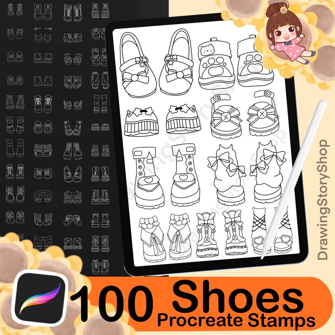 100 Procreate Shoes Stamps Brushes, Chibi Shoes Clothes, Sport Shoes ...