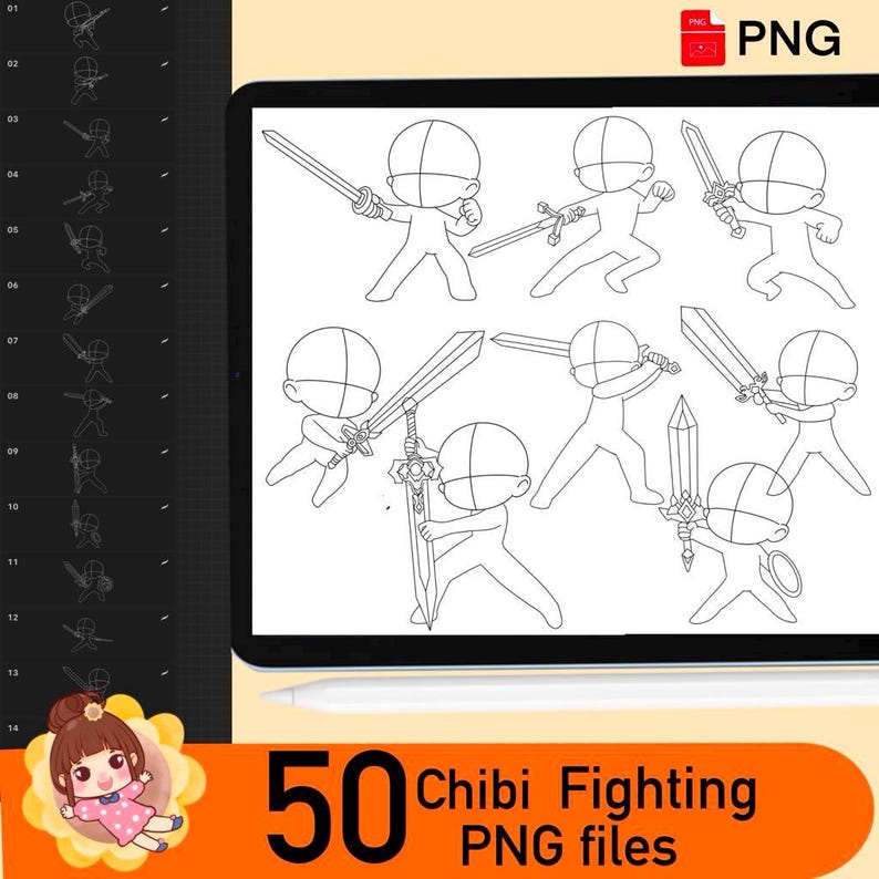 50 Chibi PNG Files. Fighting Poses, Cute Anime Manga, Fighting Brushes ...