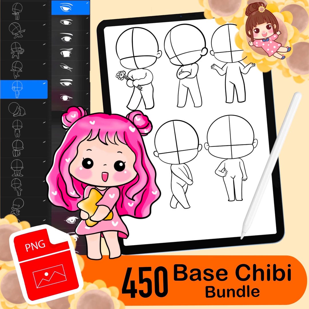 450 Base Chibi PNG File,chibi Pose, Chibi Eye, Chibi Hands,chibi Lips ...
