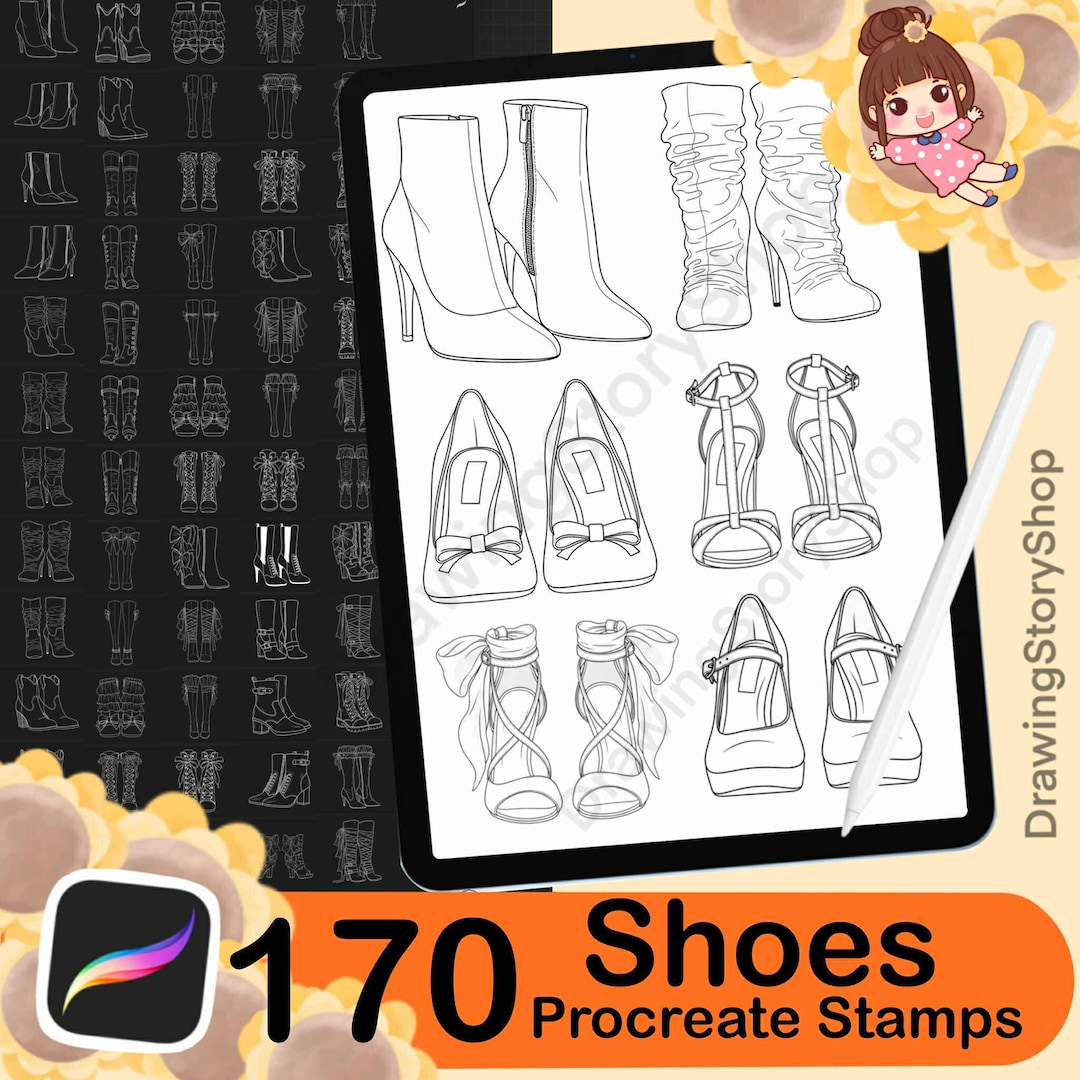 170 Procreate Stamps Shoes, Procreate Brushes, Fashion Stamps, Shoes ...