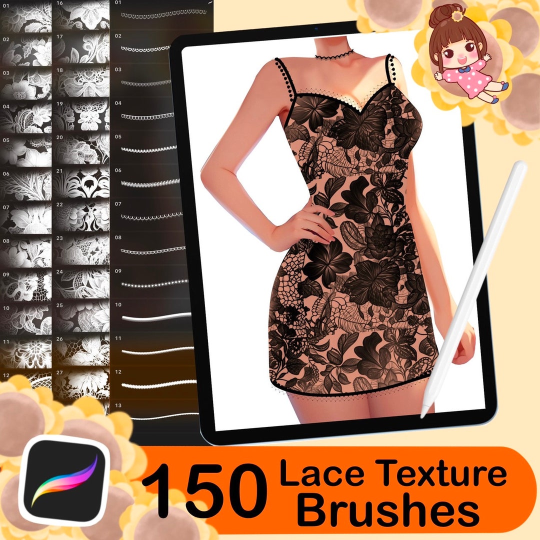 150 Procreate Lace Texture Brushes, Lace Brushes Set - Etsy