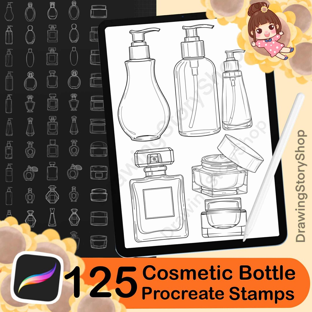 125 Procreate Cosmetic Bottle Stamps | Pump, Perfume, Lotion & Cream ...