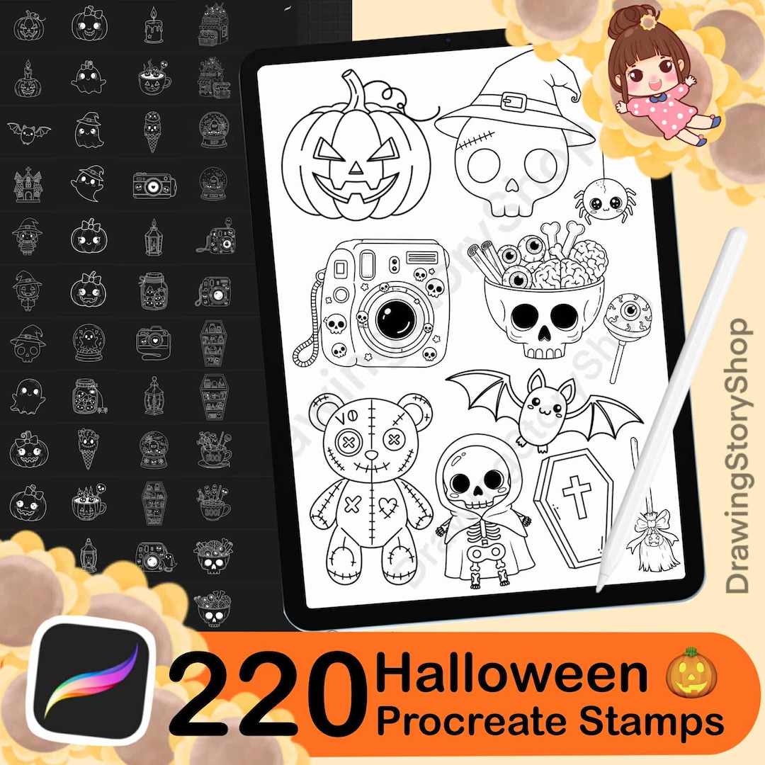 220 Procreate Halloween Brushes. Procreate Spooky, Ghost, Bat, Pumpkin ...