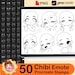 50 Chibi Emote Bases Stamps for Procreate, Anime Figure, Brushes ...
