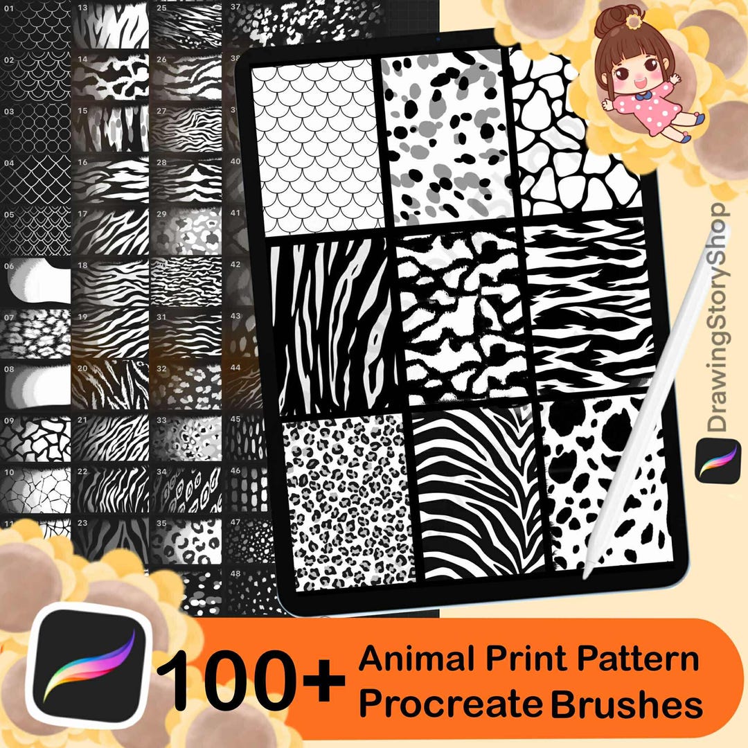 100 Animal Print Pattern Procreate Brush Set - Etsy