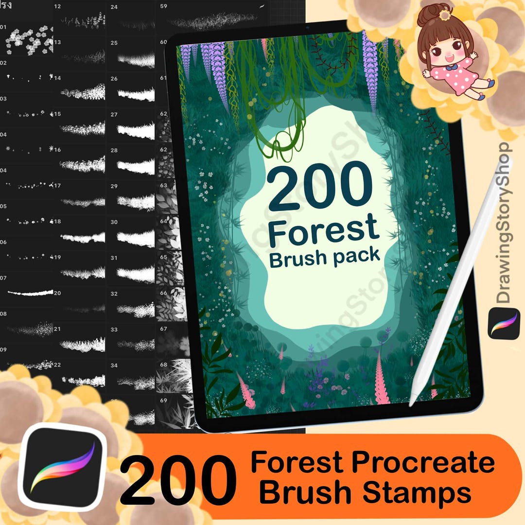 200 Forest Procreate Brushes ,nature Procreate Environment Brushes ...