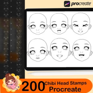 200 Procreate Chibi Head Stamps , Procreate Chibi Emote Brushes, Chibi ...