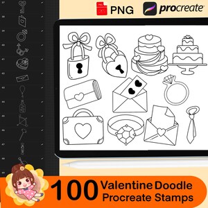 100 Procreate Valentine's Day Stamps , Love & Valentine Stamps,hearts ...