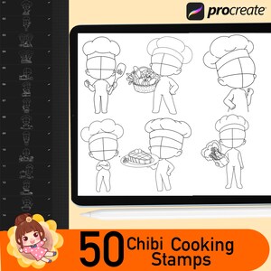 50 Procreate Chibi Cooking Poses Stamps, Cute Anime Manga, Cooking ...