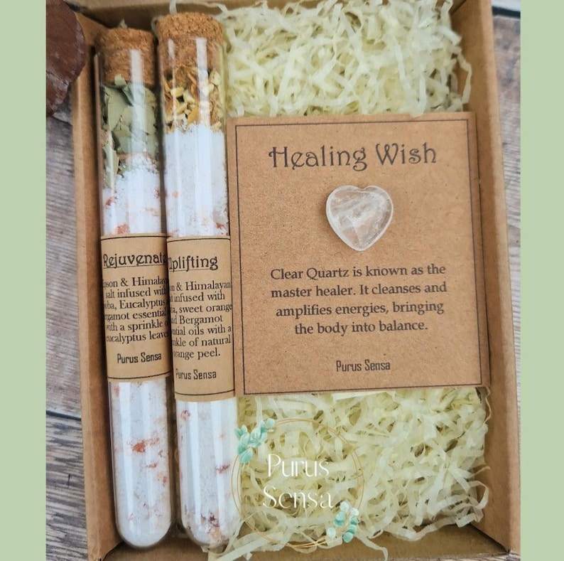 Healing Gift Set. Crystal and Bath Salts Gift Set. Pamper Recovery ...