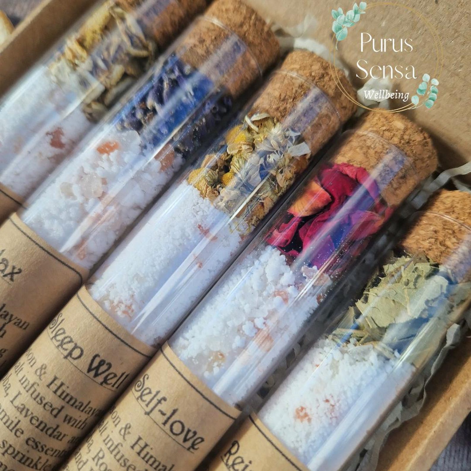 Bath Salts. Pamper Gift Set Spa Luxury Essential Oils Dried Flowers ...