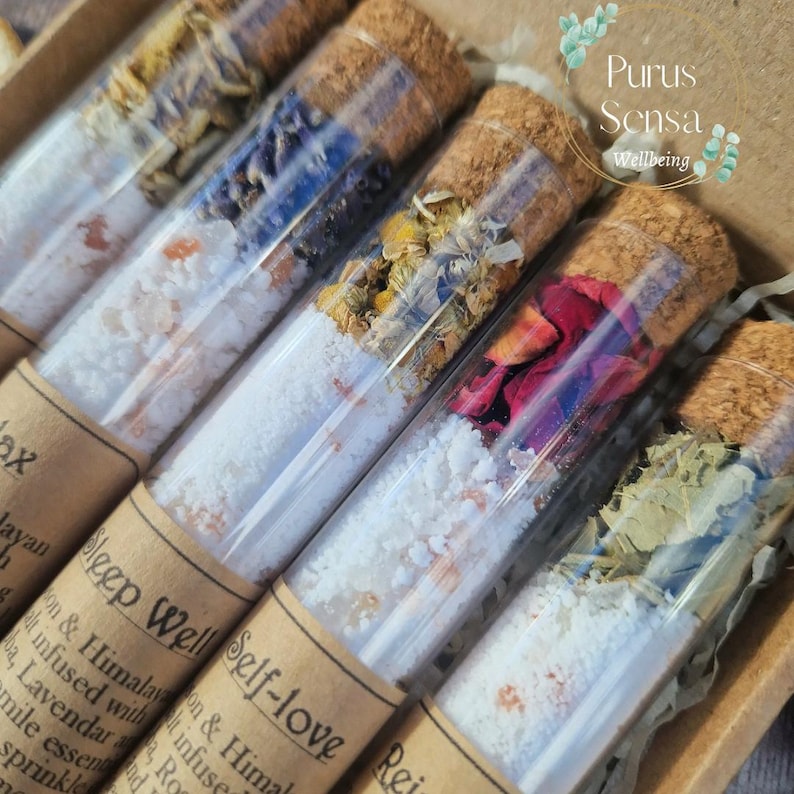Bath Salts. Pamper Gift Set Spa Luxury Essential Oils Dried Flowers ...