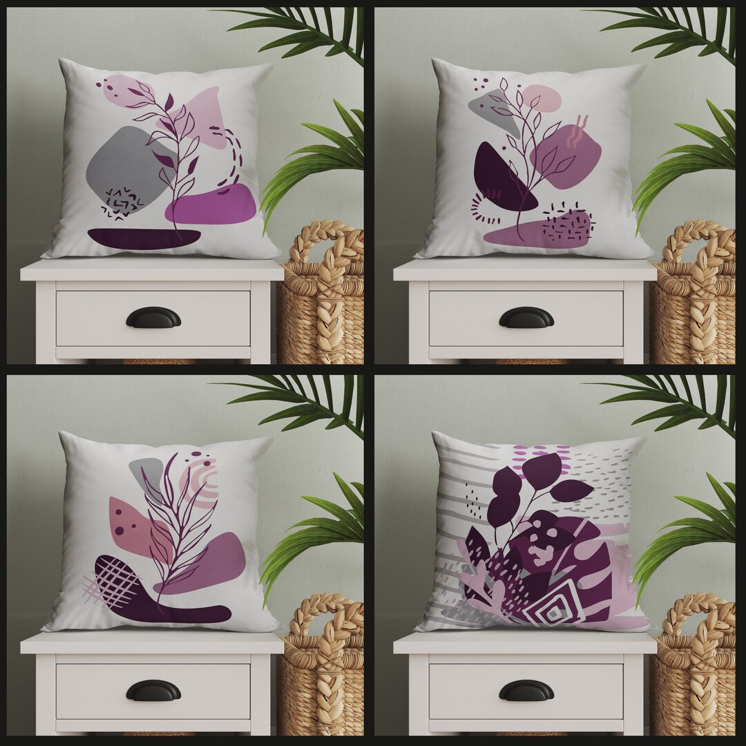 Intangible Damson Color Accent Pillowcases, Abstract Throw Pillow Cover ...