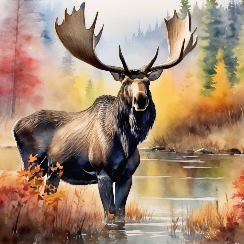 Moose, Nature, Water Color, Wall Decor, Animal Print - Etsy