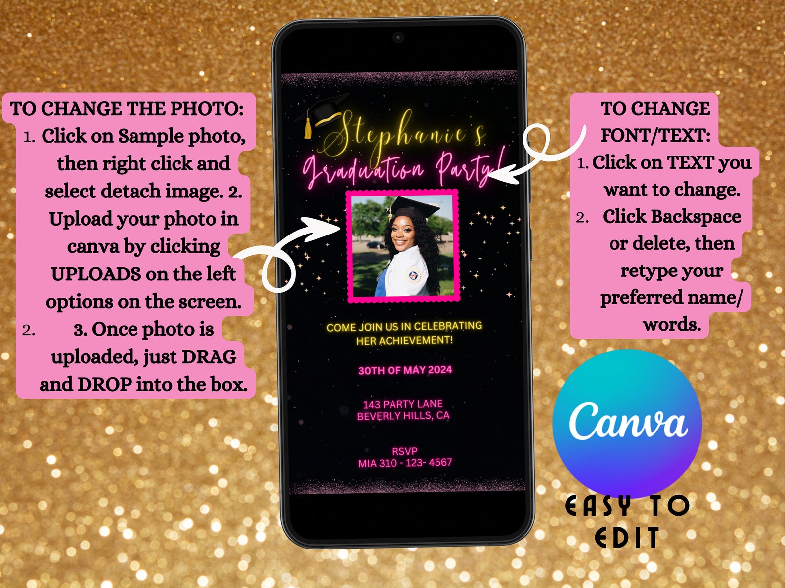 Digital Graduation Party Invitation Template for Graduation Party Class ...