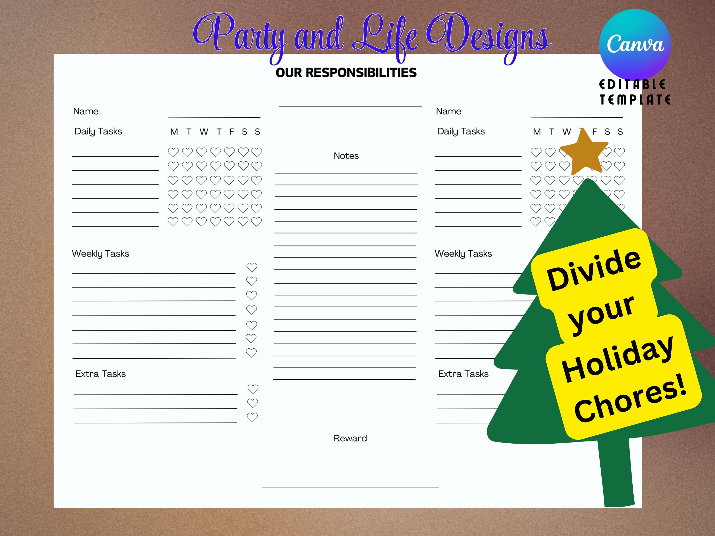 Xmas Kids Chore Chart Cleaning Checklist Schedule Chore Chart for Kids ...