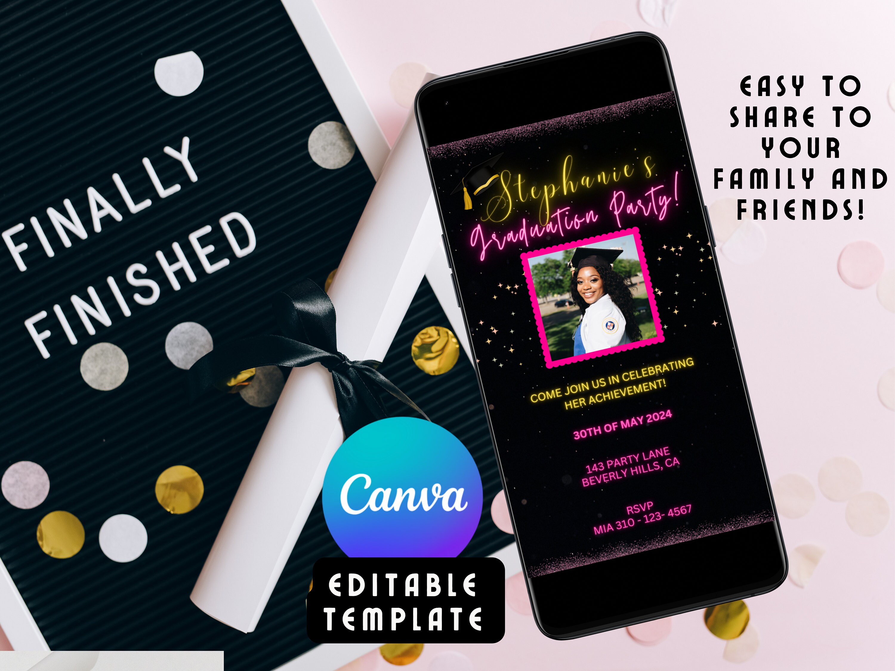 Digital Graduation Party Invitation Template for Graduation Party Class ...