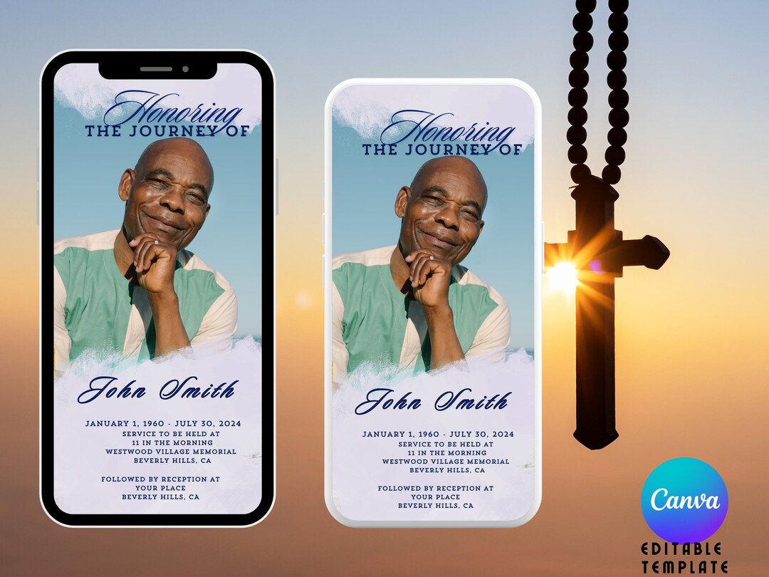 Digital Funeral Invitation-announcement Poster Sign- Celebration of ...