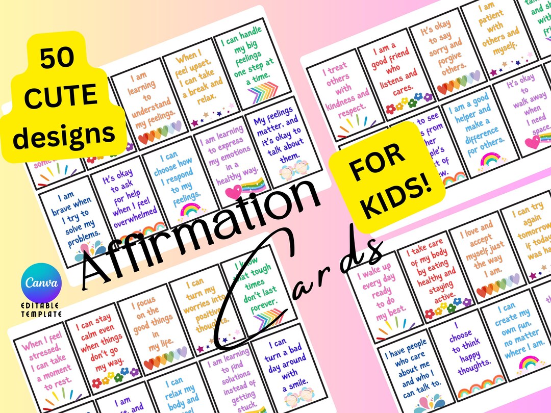 Feelings Wheel Affirmation Cards for Kids Daily Affirmation Mental ...