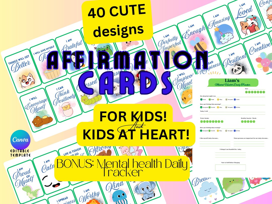 Affirmation Cards Printable for Kids Daily Feelings Wheel Mental Health ...