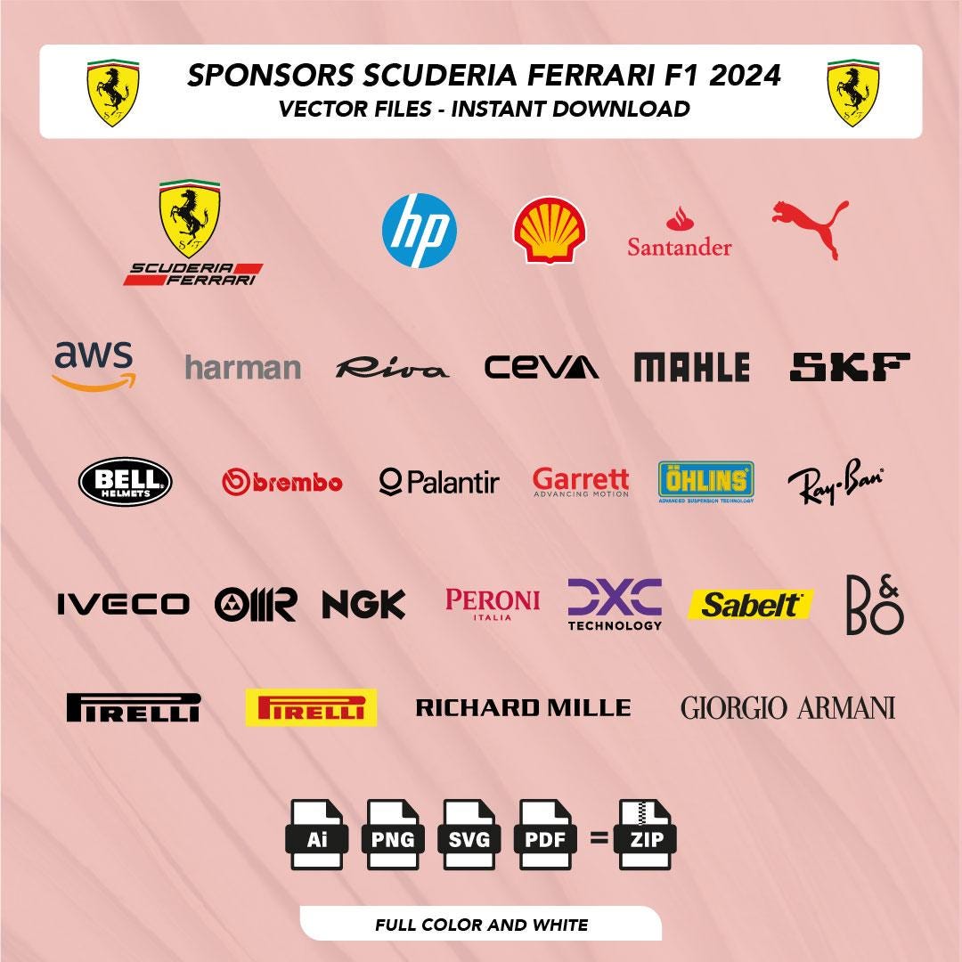 Buy 2024 Scuderiaferrari F1 Sponsors Files for Cricut Vector File Brand ...