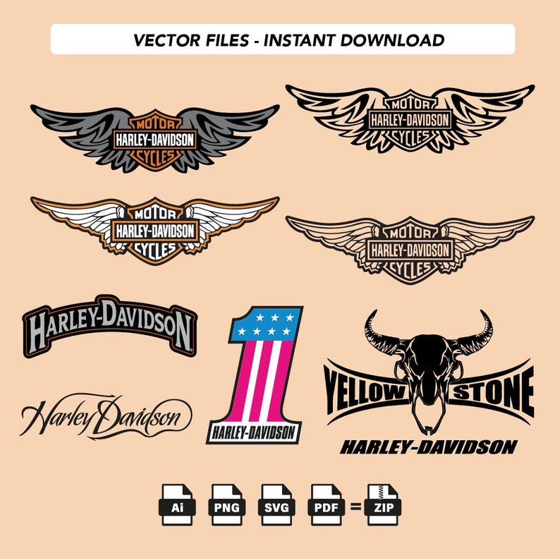 Harley Davidson Pack SVG Files for Cricut Vector File Brand Download ...