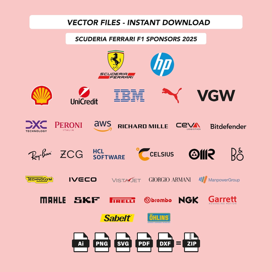 2025 Ferrari F1 Main Sponsors Files for Cricut Vector File F1 Download ...