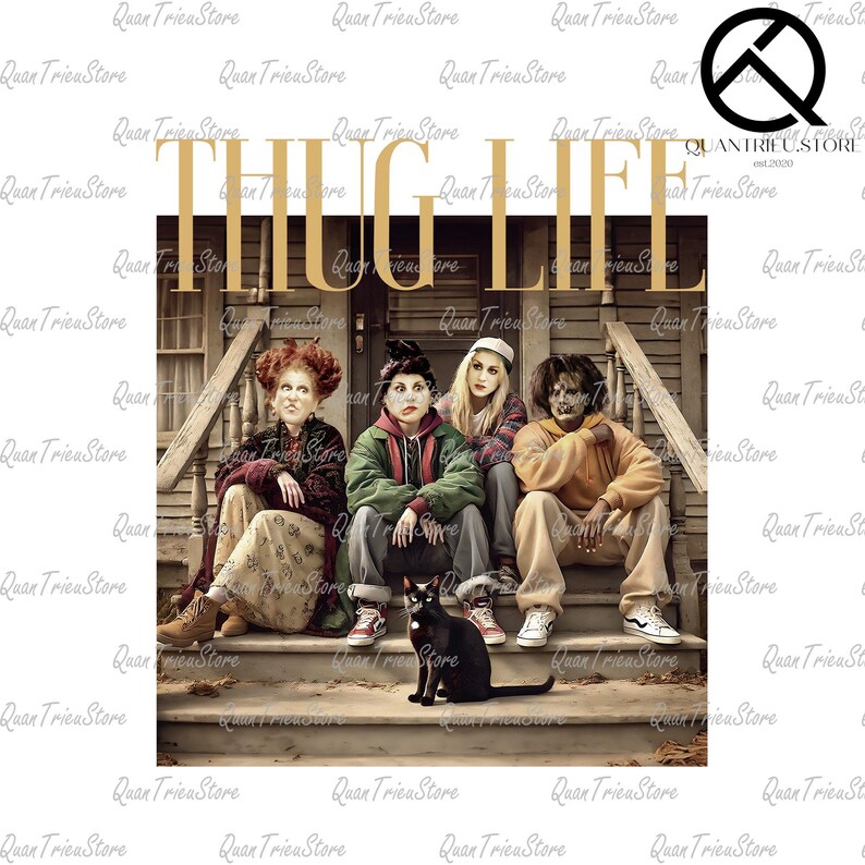 Thug Life Bad Witches Design Png, Retro Witches Movie Png, Retro ...