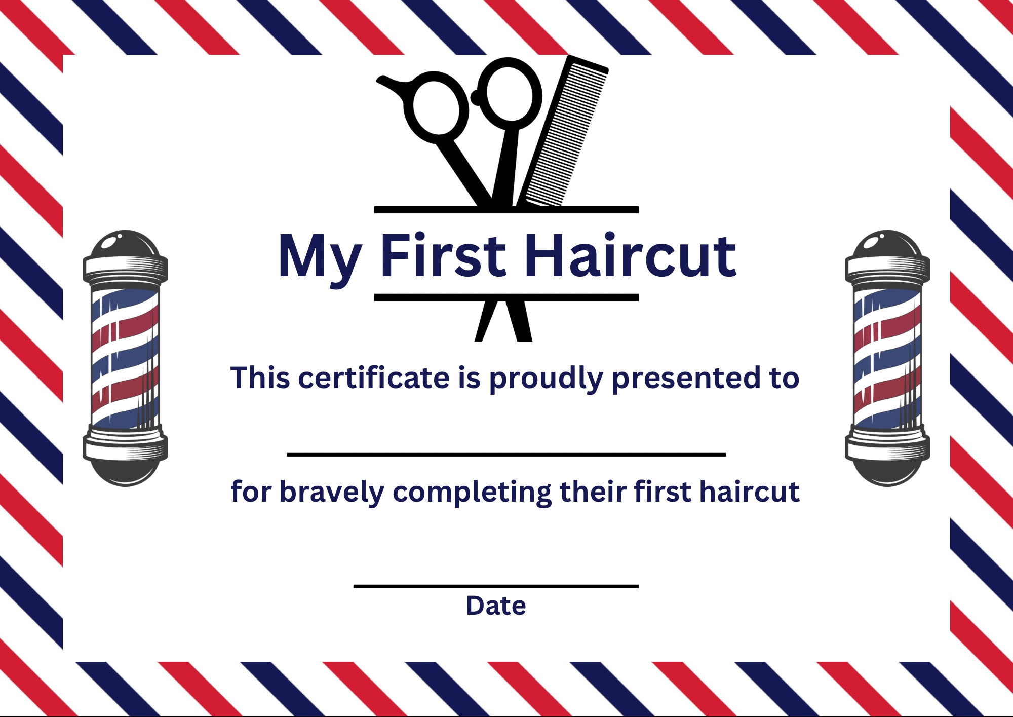 First Haircut Certificate Printable Haircut Milestone Barber Haircut ...