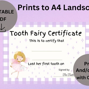 First Tooth Tooth Fairy Milestone Tooth Fairy Certificate First Tooth ...
