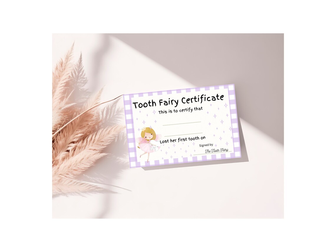 Tooth Fairy Certificate: First Tooth Milestone Keepsake (printable) - Etsy