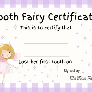 First Tooth Tooth Fairy Milestone Tooth Fairy Certificate First Tooth ...